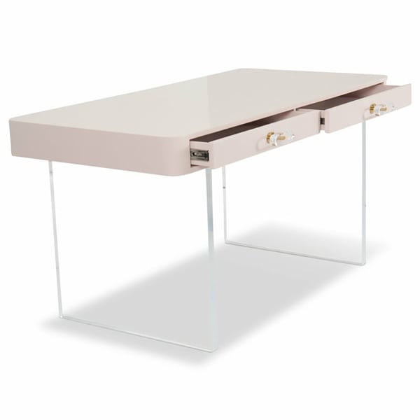 55.1" Modern Home Office Desk Acrylic Writing Desk with 2 Drawers | Homary