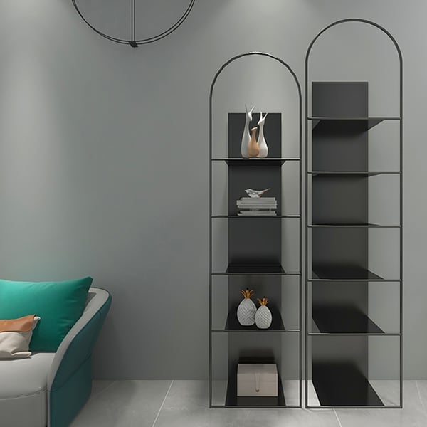 1950mm Modern Metal Matt Black Bookshelf Bookcase in 6 Shelves-Homary