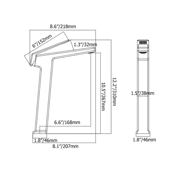 Black Single Lever Handle Bathroom Countertop Tap Monobloc Solid Brass ...