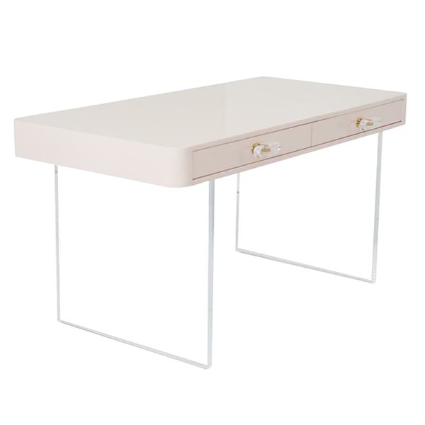 55.1" Modern Home Office Desk Acrylic Writing Desk with 2 Drawers | Homary