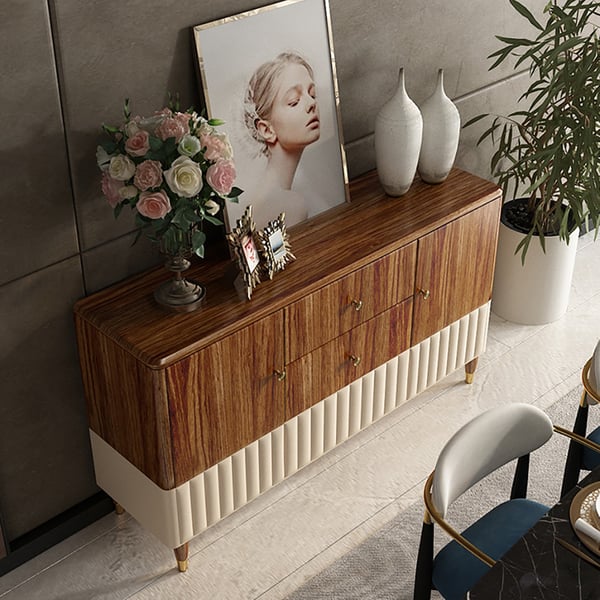 Walnut Sideboard Vintage Style Buffet with Adjustable Shelves in Large ...