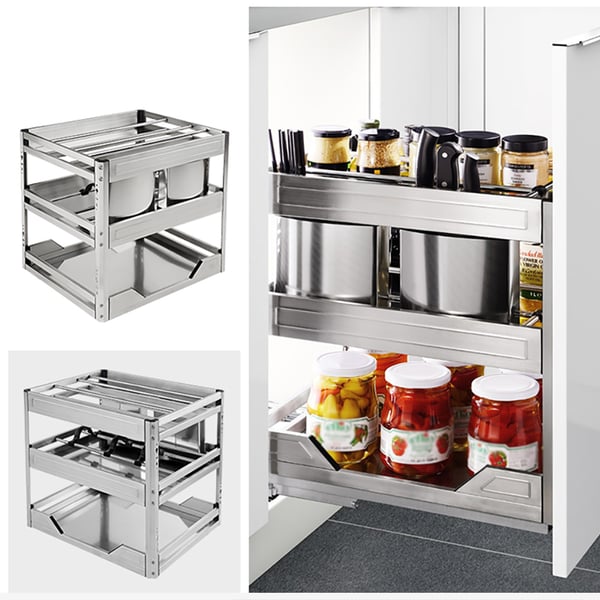 Thickened Stainless Steel Damping Buffer Rail Condiment Pull Basket ...