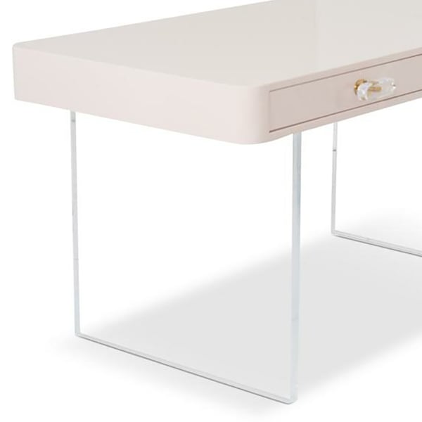 55.1" Modern Home Office Desk Acrylic Writing Desk with 2 Drawers | Homary