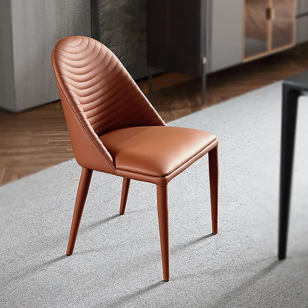 Set of 2 Caramel PU Leather Side Chair Dining Chair-Homary