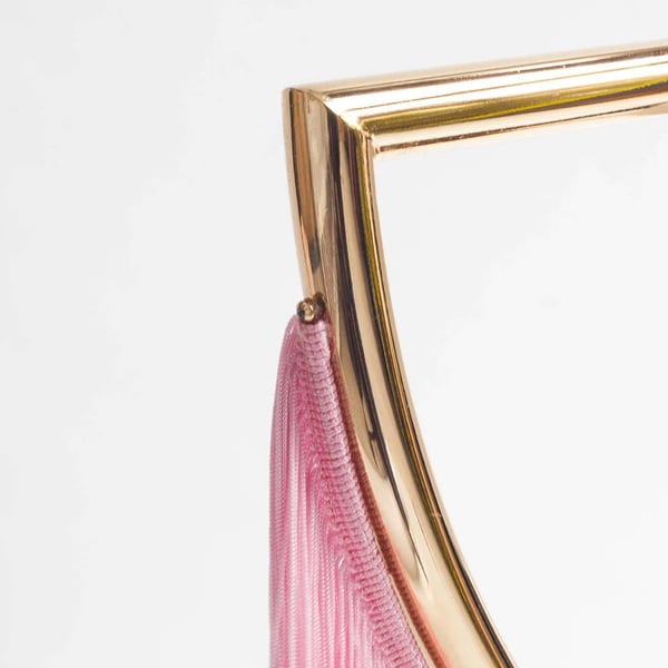 1-Light Orb Wall Scone with Pink Fringes Macrame and Gold Tones Hanging ...