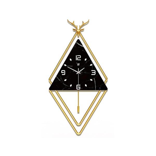 Modern Fashion Geometric Rhombus Wall Clock with Slim Pendulum 15.4"W x ...