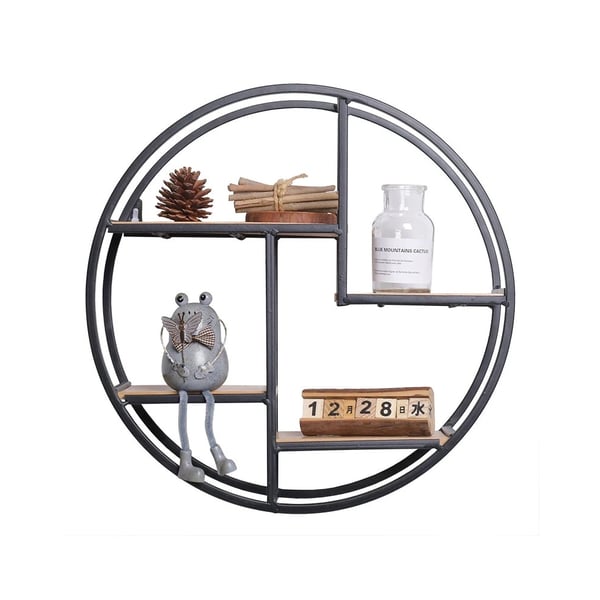 Simple Round Floating Shelf Decorative Wall Shelf Metal&Wood | Homary