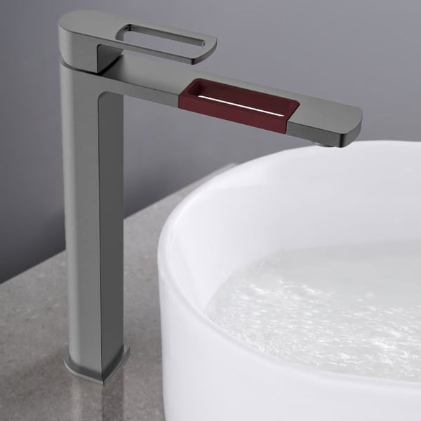 Gunmetal Single Lever Handle Bathroom Countertop Tap Monobloc Solid ...