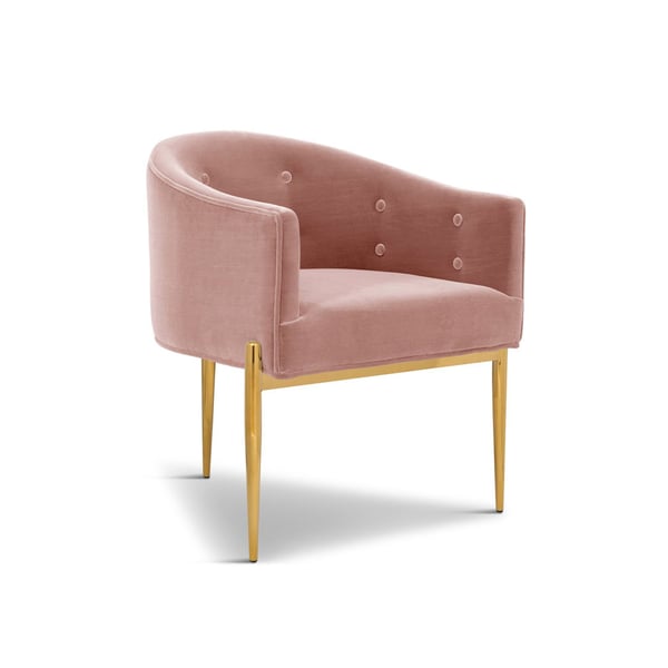 Modern Upholstered Art Deco Pink Accent Side Chair with Armrest & Gold ...