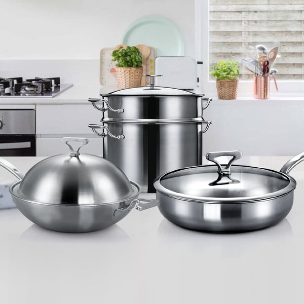 7 Pieces Stainless Steel Cookware Set-Homary