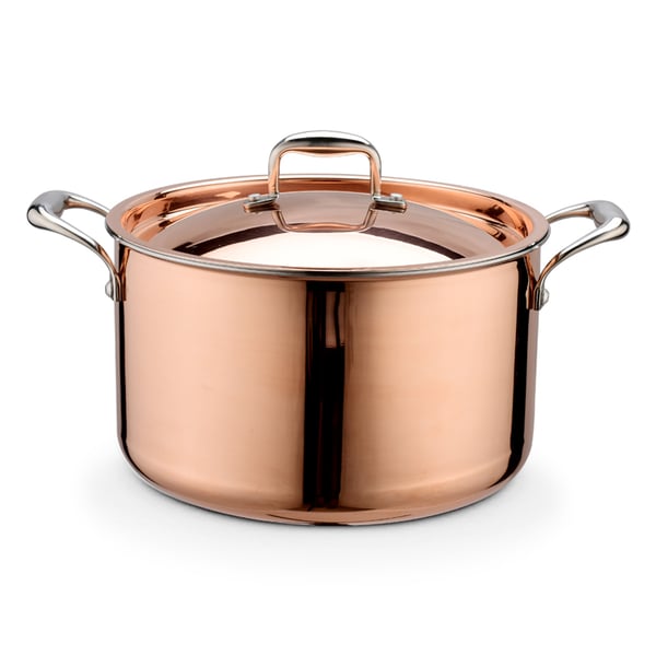 5 Pieces Tri-Ply Bonded Copper Cookware Set Stainless Steel Interior-Homary