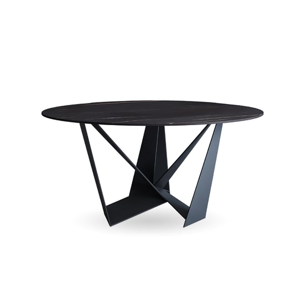 51.2”Dia Round Dining Table Sintered Stone Top & Carbon Steel Base in ...