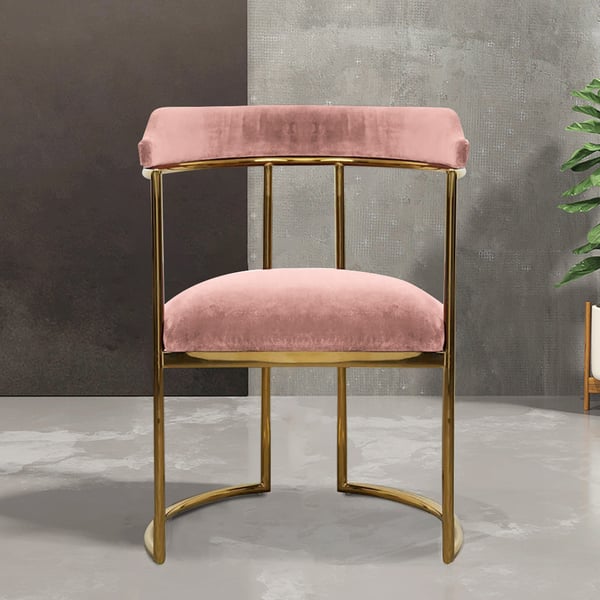 Velvet Upholstered Arm Dining Chair Accent Chair with Metal Frame | Homary