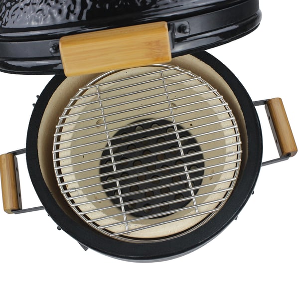 16" Black Multi-purpose Portable Ceramic Kamado Grill | Homary