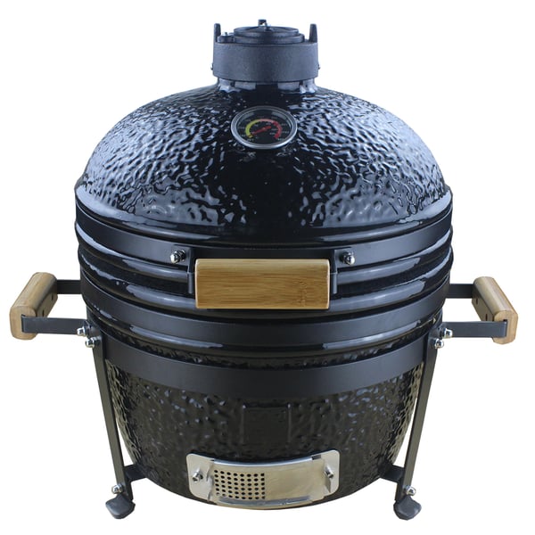 16" Black Multi-purpose Portable Ceramic Kamado Grill | Homary