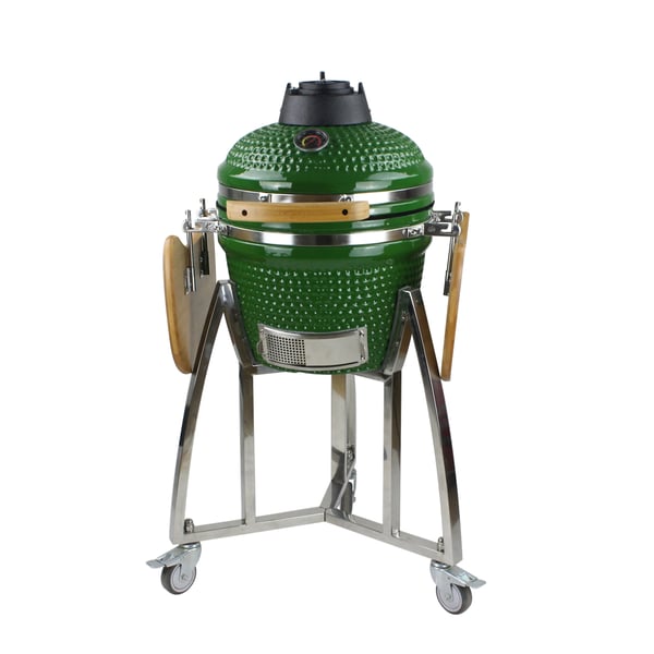 16" Stone Texture Multi-purpose Portable Ceramic Kamado Grill with ...