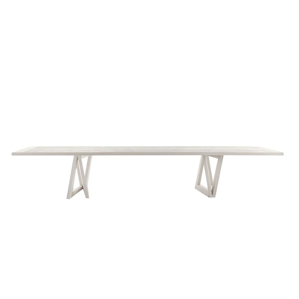 63" Rectangular Dining Table White Solid Wood Table Top Square Metal ...