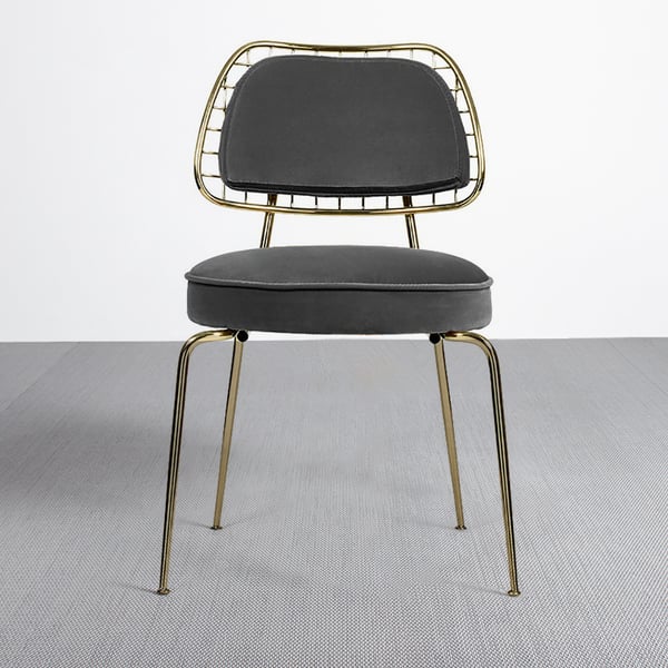 Gray Modern Gold Dining Chair Velvet Upholstered Dining Chair in Gold ...