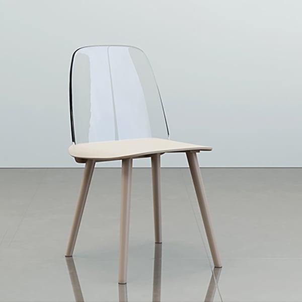 Modern Grey Dining Chair PP Plastic Side Chair Set of 2-Homary