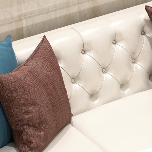 Modern Beige Faux Leather Tufted Sofa & Loveseat Living Room Set of 3 ...