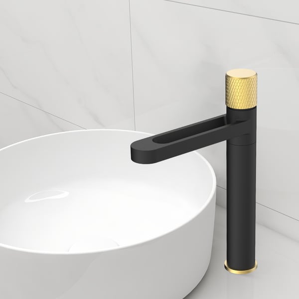 Single Round Handle Bathroom Countertop Tap Solid Brass | Homary UK
