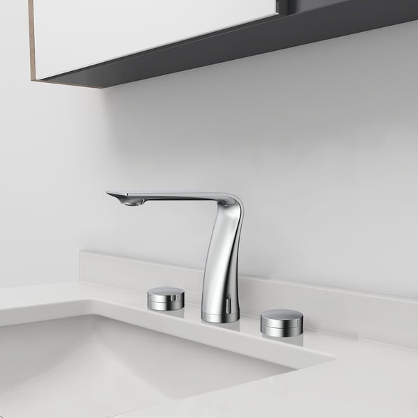 3-Hole Dual Knobs Bathroom Basin Tap Solid Brass | Homary UK