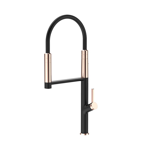 Black Monobloc Kitchen Tap Dual Spouts Magnetic Spray Solid Brass ...