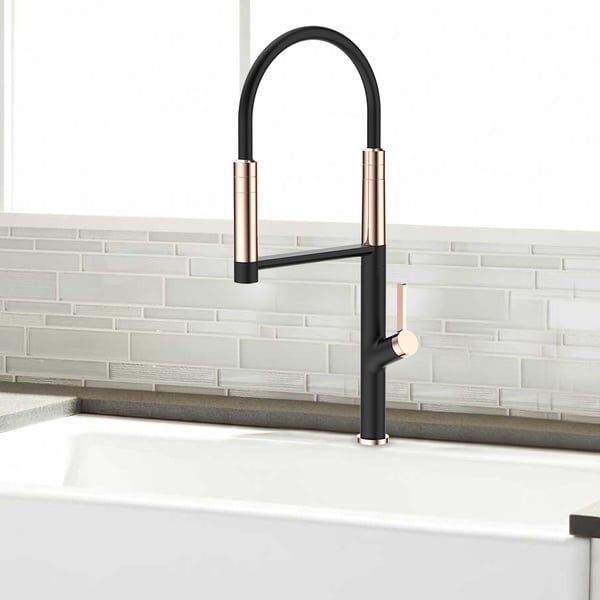 Black Monobloc Kitchen Tap Dual Spouts Magnetic Spray Solid Brass ...
