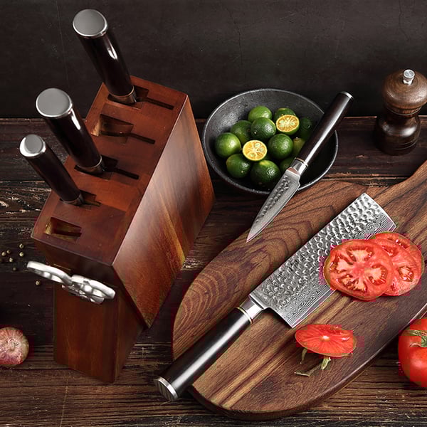 7 Pieces 67 Layers Classic Damascus Knife Block Set with Scissor-Homary