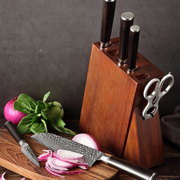 7 Pieces 67 Layers Classic Damascus Knife Block Set with Scissor-Homary
