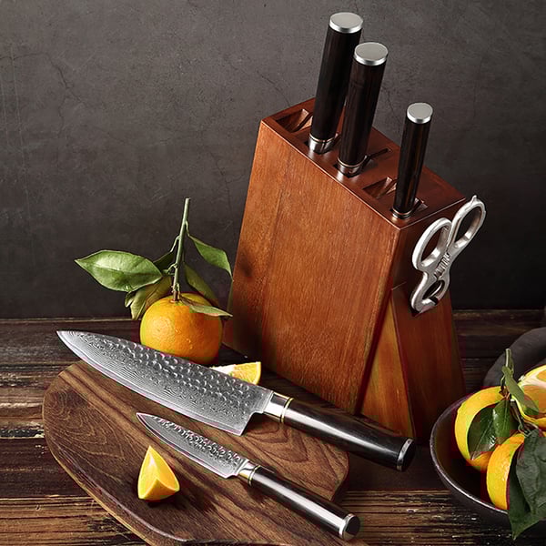 7 Pieces 67 Layers Classic Damascus Knife Block Set with Scissor-Homary