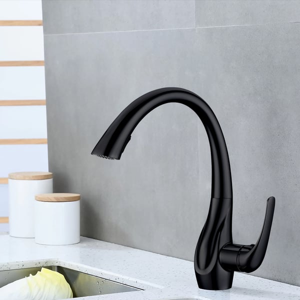 Pull-Down Single Lever Handle Kitchen Tap Solid Brass-Homary