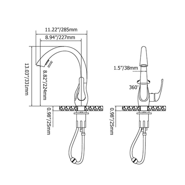 Pull-Down Single Lever Handle Kitchen Tap Solid Brass-Homary