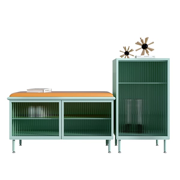 Scandinavian Style Upholstered Shoe Rack with Cabinet-Green-Without ...