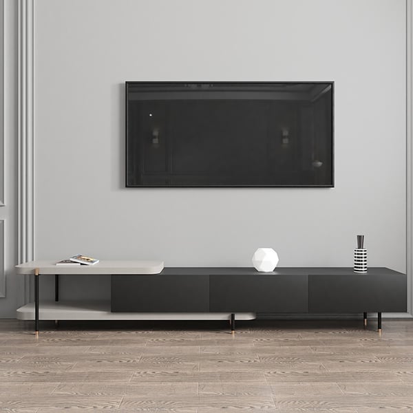 Post-modern Rectangular Extendable TV Console with Drawers | Homary