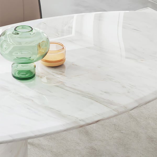 1800mm Oval Marble-Top Pedestal Dining Table | Homary UK