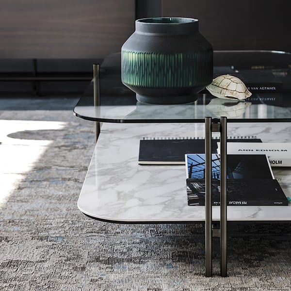 1200mm Rectangular 2-Tier Tempered Glass Coffee Table with Open Storage ...