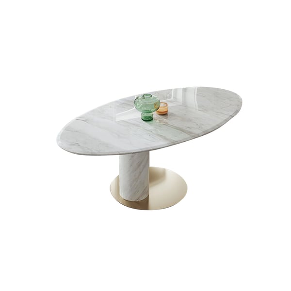 1800mm Oval Marble-Top Pedestal Dining Table | Homary UK