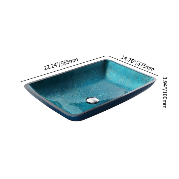 Modern Greenish-Blue Rectangular Countertop Tempered Glass Bathroom ...