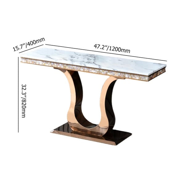Mesa consola rectangular de mármol blanco Mesa de entrada estrecha de ...