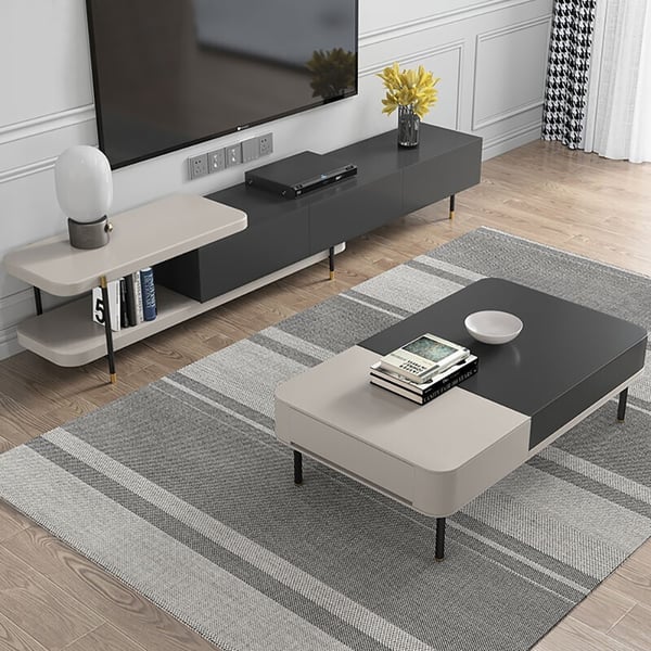 Post-modern Rectangular Extendable TV Console with Drawers | Homary