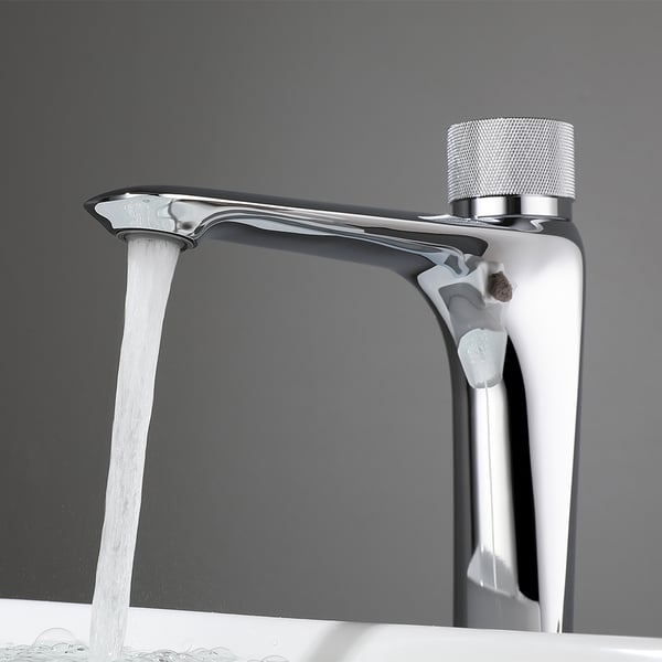 Polished Chrome Modern Bathroom Single Hole Faucet Vessel Faucet with ...
