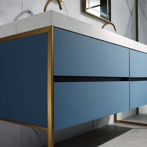 1600mm Blue Freestanding Bathroom Vanity with Double Integral Basins ...