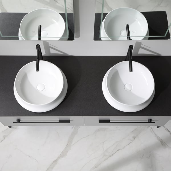Contemporary Freestanding Bathroom Vanity Sintered Stone Top with ...