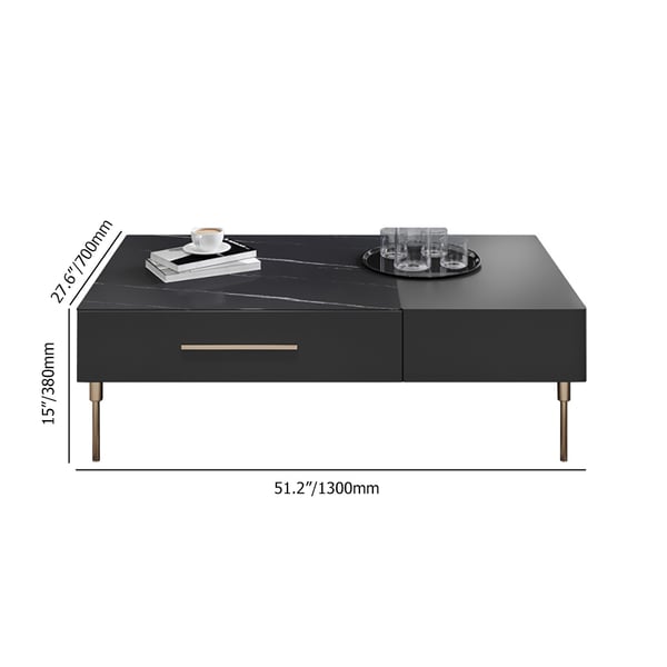 Rectangle Sintered Stone Top Coffee Table with 2 Large Drawers | Homary