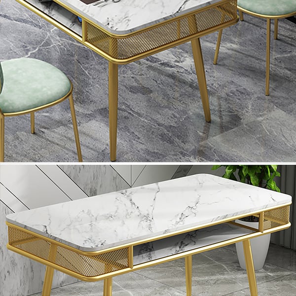 63" Modern Marble Dining Table with Storage Metal Frame | Homary UK