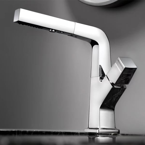 Chrome Modern Monobloc Single Handle Bathroom Basin Tap Dual Function ...