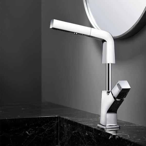 Chrome Modern Monobloc Single Handle Bathroom Basin Tap Dual Function ...