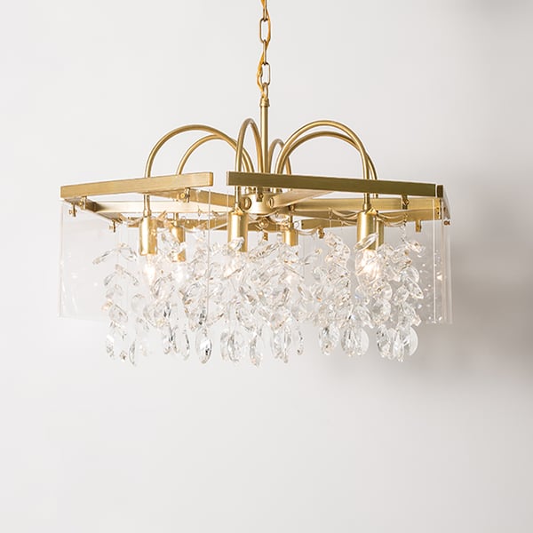 Lustre moderne en cristal à 4 niveaux en or | Homary FR