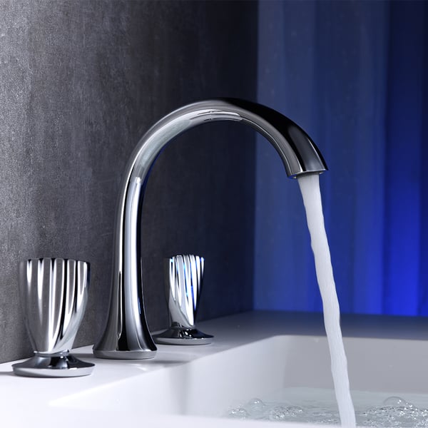 Aerated Spout 3-Hole Bathroom Basin Tap Solid Brass Shell Shaped ...